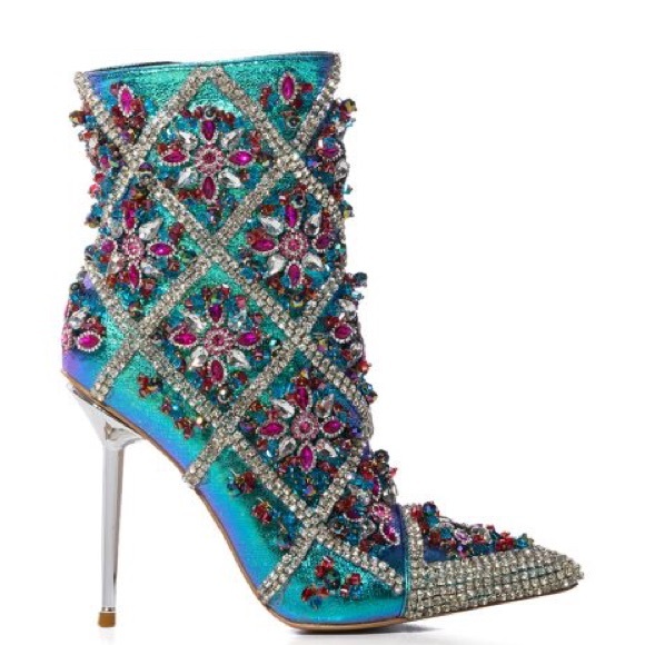 Azalea Wang | Shoes | Crisp Embellished Gem Multicolor Stiletto Bootie By Azalea Wang | Poshmark